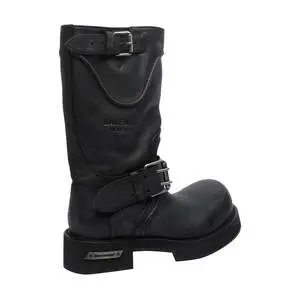 Balenciaga High-top Leather Boots With Buckle Detail