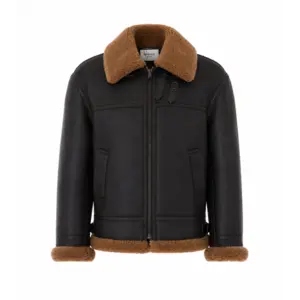 Saint Laurent Leather Biker Jacket With Shearling Detail - Black