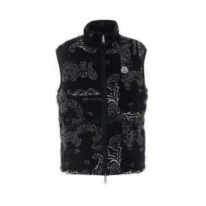 Moncler Paisley Print Teddy Reversible Vest With Logo
