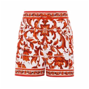 Dolce & Gabbana Maiolica Print Silk Bermuda Shorts - White