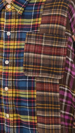 R13 Spliced Drop Neck Button Down Shirt