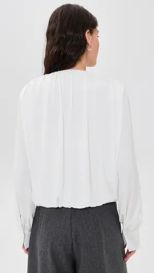 Vince V Neck Bubble Top - Ivory