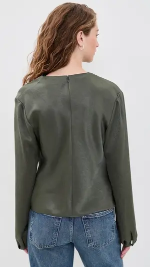 Vince Draped Cowl Neck Blouse - Dusty Olive