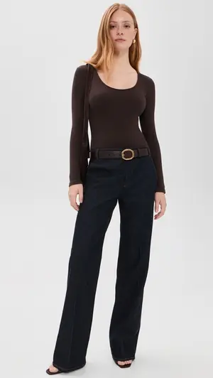 L'Agence Elara Scoop Neck Thong Bodysuit