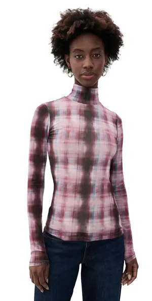 Rag & Bone Yana Mock Neck Mesh Top - Rdmlt