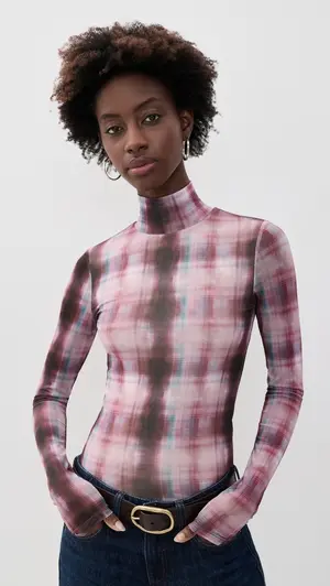 Rag & Bone Yana Mock Neck Mesh Top