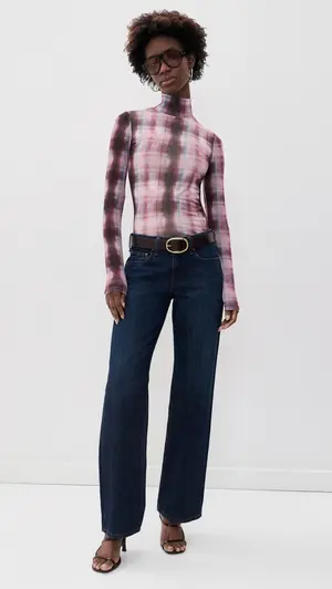Rag & Bone Yana Mock Neck Mesh Top