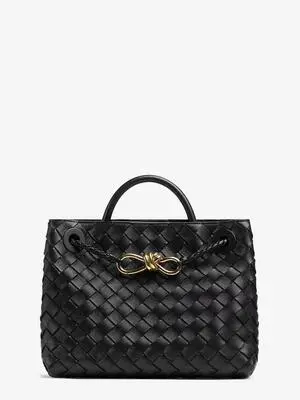 Bottega Veneta Andiamo Small Leather Crossbody Bag With Intrecciato Motif - Black