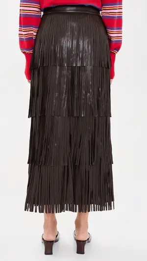 SIMONMILLER Za Za Faux Leather Fringe Skirt