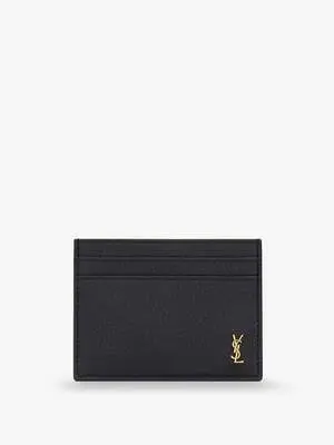 Saint Laurent Saint Laurent Men Tiny Cassandre Textured Leather Card Holder Multicolor