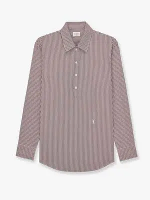 Saint Laurent Cassandre Cotton Shirt With Striped Pattern - Multicolor