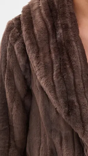L'Agence Davy Crop Faux Fur Jacket - Dark Java Striped Fur
