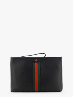 Gucci Portfolio Grained Leather Clutch - Black
