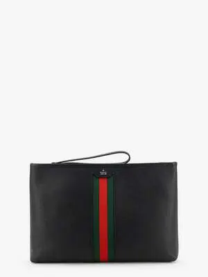 Gucci Portfolio Grained Leather Clutch - Black