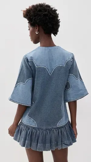 ALEMAIS Jesse Denim Applique Mini Dress