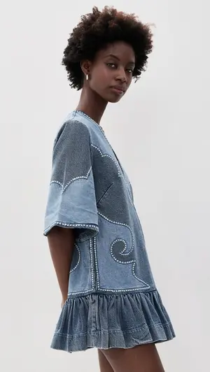 ALEMAIS Jesse Denim Applique Mini Dress