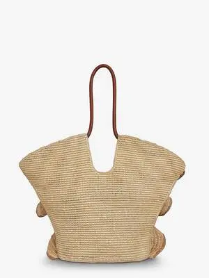 Zimmermann Goldentime Raffia Shoulder Bag With Ruffles
