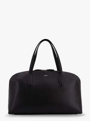 TOTEME Leather Handbag With Engraved Logo On The Front - Black