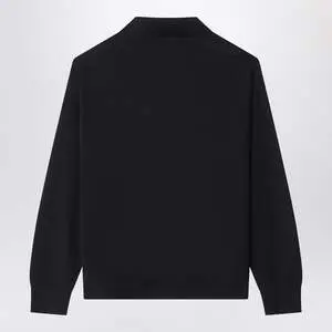 Acne Studios Woollen Polo Shirt With Embroidered Logo - Black