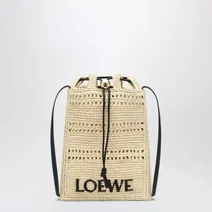Loewe Raffia Drawstring Pouch - Cream