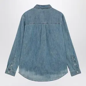 Miu Miu Bleached Cotton Chambray Shirt In Light