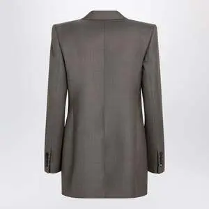 Saint Laurent Single-breasted Jacket In Taupe Virgin Wool