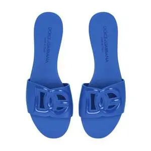 Dolce & Gabbana Dg Logo Rubber Beachwear Slide Sandals - Blue