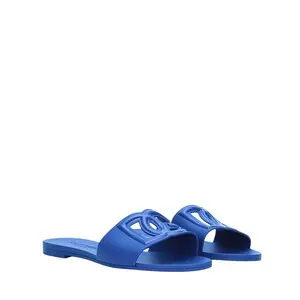 Dolce & Gabbana Dg Logo Rubber Beachwear Slide Sandals - Blue
