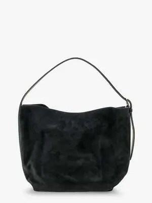 TOTEME Medium Belted Suede Shoulder Bag - Black