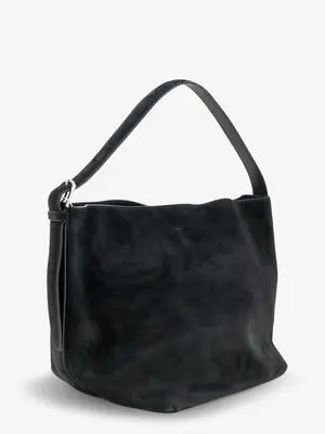 TOTEME Medium Belted Suede Shoulder Bag - Black