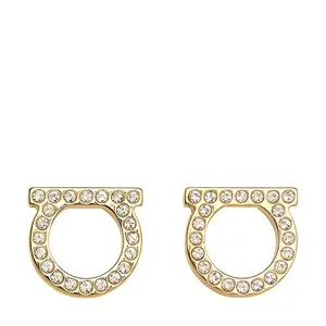 FERRAGAMO Large Crystals Gancini Earrings