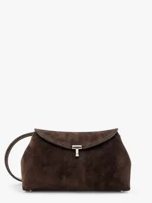TOTEME Suede T-lock Clutch - Brown