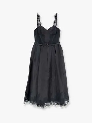 Zimmermann Valiant Midi Dress In Linen And Silk Blend - Black