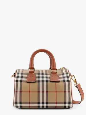 Burberry Coated Canvas Crossbody Bag With Check Pattern - Multicolor