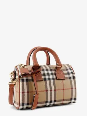 Burberry Coated Canvas Crossbody Bag With Check Pattern - Multicolor