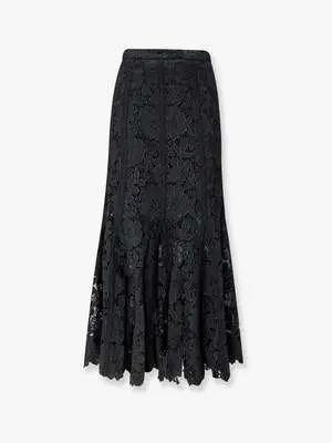 SELF-PORTRAIT Lace Midi Skirt - Black