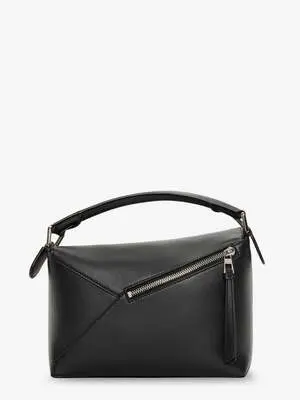 Loewe Puzzle Edge Leather Handbag With Engraved Anagram Logo - Black