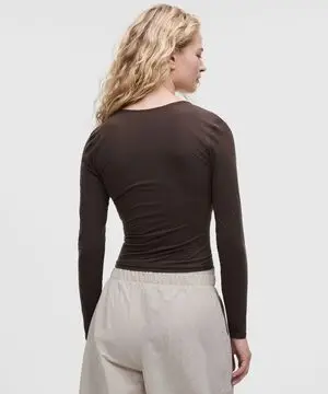 Lululemon Wundermost Ultra-soft Nulu Scoopneck Long-sleeve Shirt - Mahogany Muse