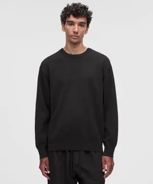Lululemon Cotton-blend Knit Long-sleeve Crewneck Black