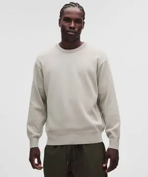 Lululemon Cotton-blend Knit Long-sleeve Crewneck Sweater - Hailstone Grey
