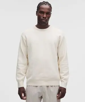 Lululemon Cotton-blend Knit Long-sleeve Crewneck Light Ivory