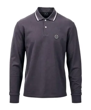 Armani Exchange Long-sleeve Polo Shirt - Black