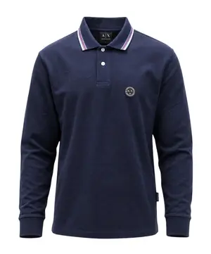 Armani Exchange Long-sleeve Polo Shirt - Black