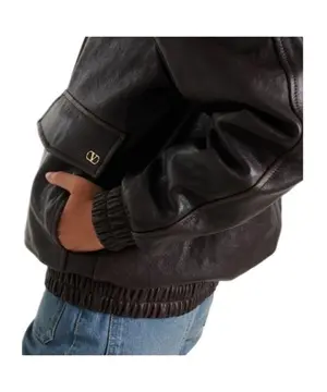 Valentino Garavani Trimmed Leather Bomber Jacket