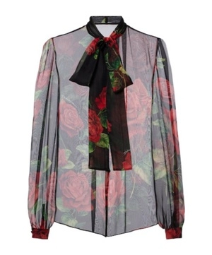 Dolce & Gabbana Floral Sheer Silk Chiffon Blouse