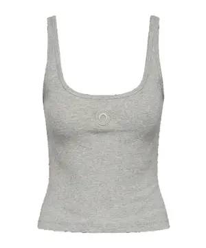 MARINE SERRE Moon Logo Ribbed Cropped Tank Top