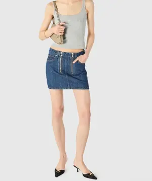 MARINE SERRE Moon Logo Ribbed Cropped Tank Top