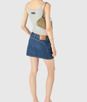 MARINE SERRE Moon Logo Ribbed Cropped Tank Top
