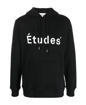 ETUDES Tudes Studio Logo Printed Drawstring Hoodie - Black