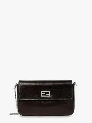 Fendi Crackled Leather Wallet On Chain Tube Crossbody Bag - Multicolor
